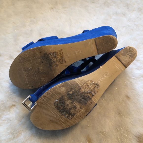 Forever 21 | Shoes | Forever 2 Blue Suede Platform Heels | Poshmark